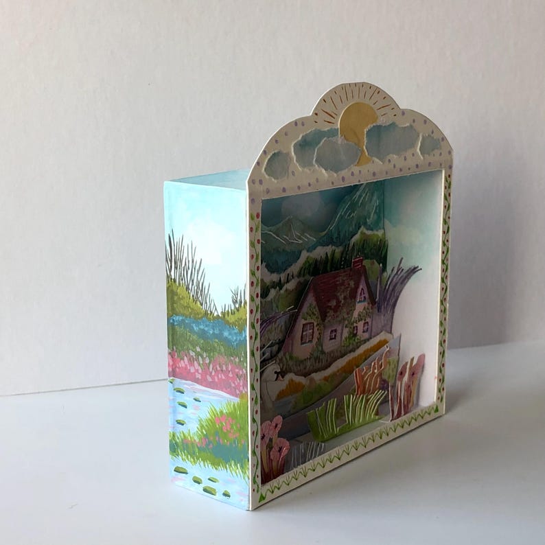 Original Nature Folk Paper Story Box Diorama: Landscape Collage ...