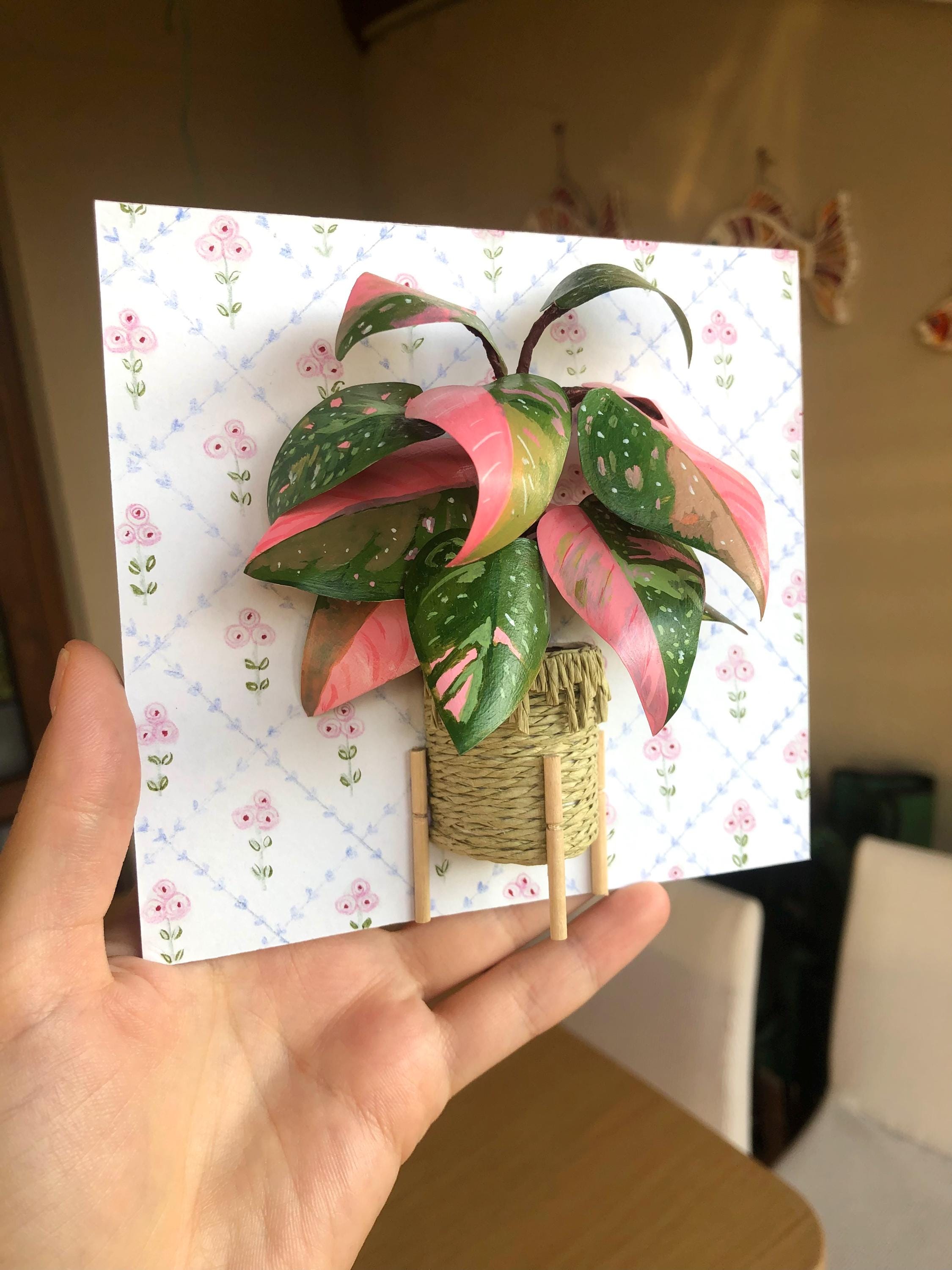 Handmade Pink Princess Paper Plant Diorama - Paper Sculpture Wall Art ...