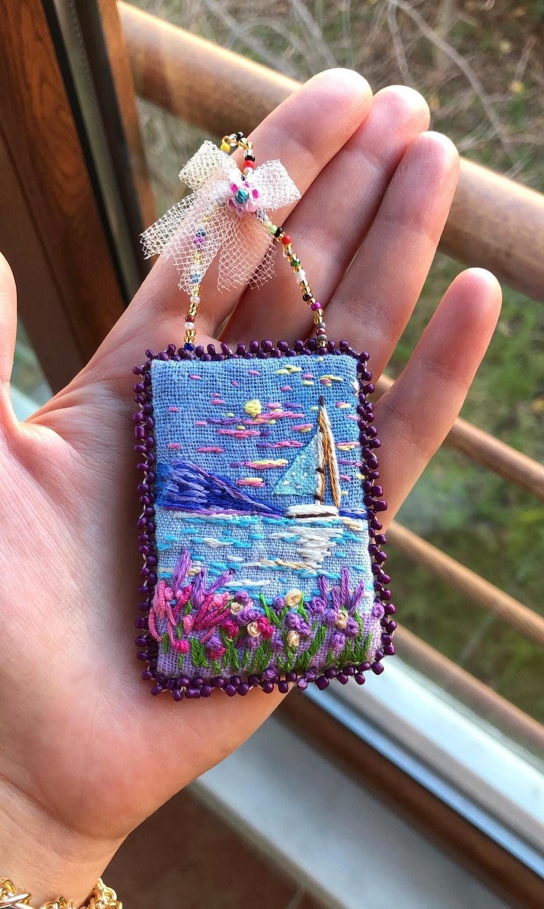 Miniature Finished Hand Embroidered Wall Hanging, Tiny Art for ...