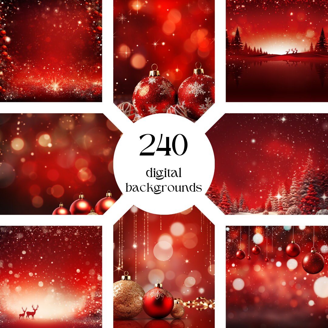 Christmas Digital Backgrounds for Designers, Vibrant 240 Digital ...