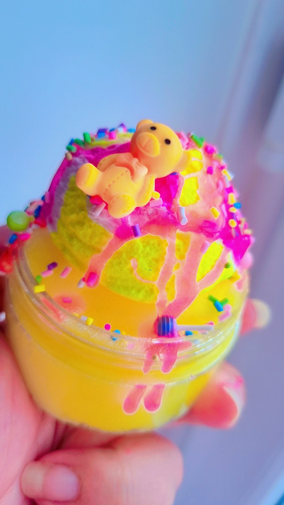 Mango Slushy Ice Cream...this is a DIY Mango Scented Snow Fizz Slime ...
