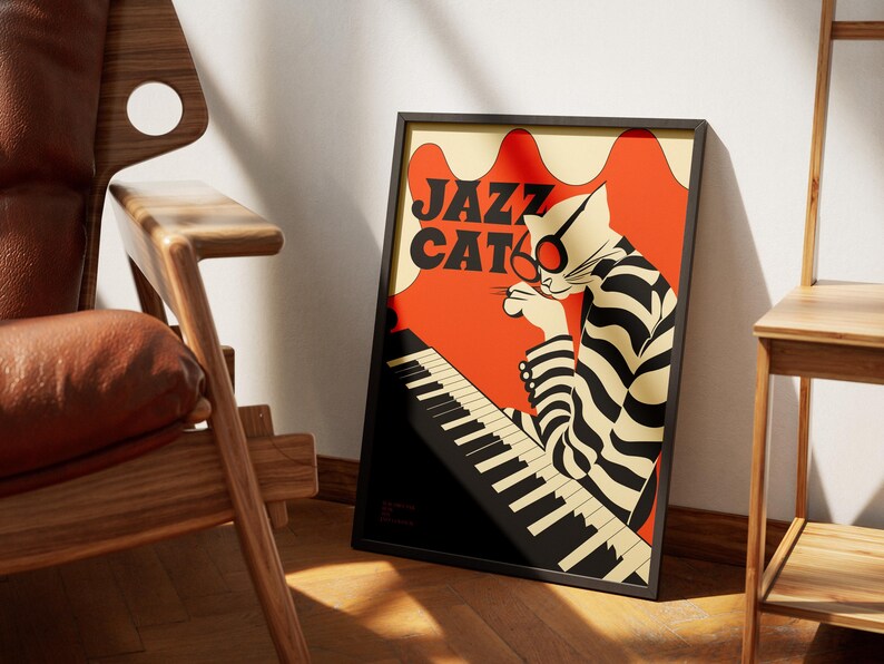 Jazz Cat Poster: Music Festival Illustration - Etsy