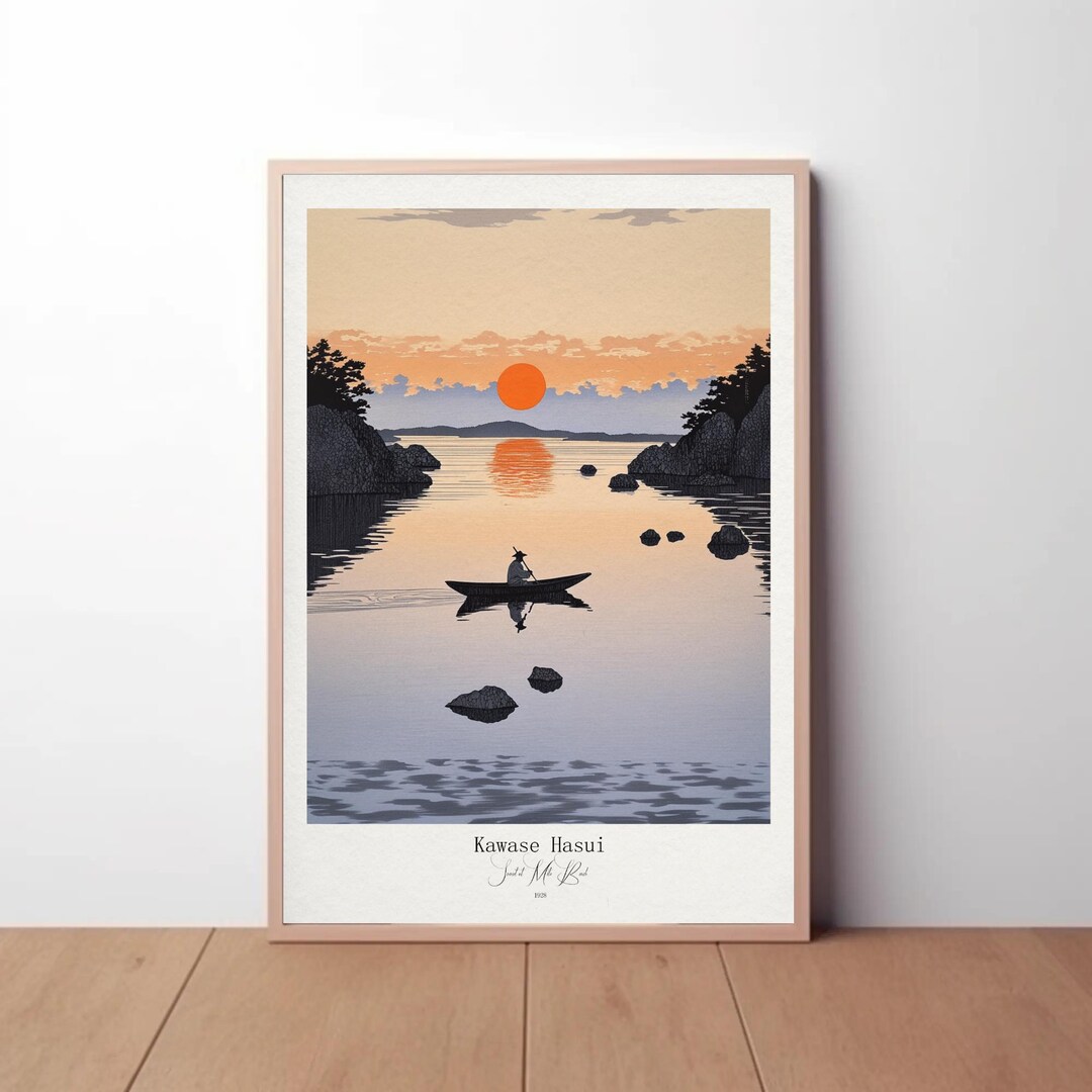 Kawase Hasui Sunset Print, Japanese Art Landscape, Lake Poster, Ukiyo-e ...