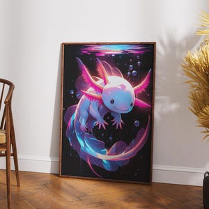 Gfp Axolotl Poster, Axolotl Art Print, Amphibian Art, Axolotl Poster ...