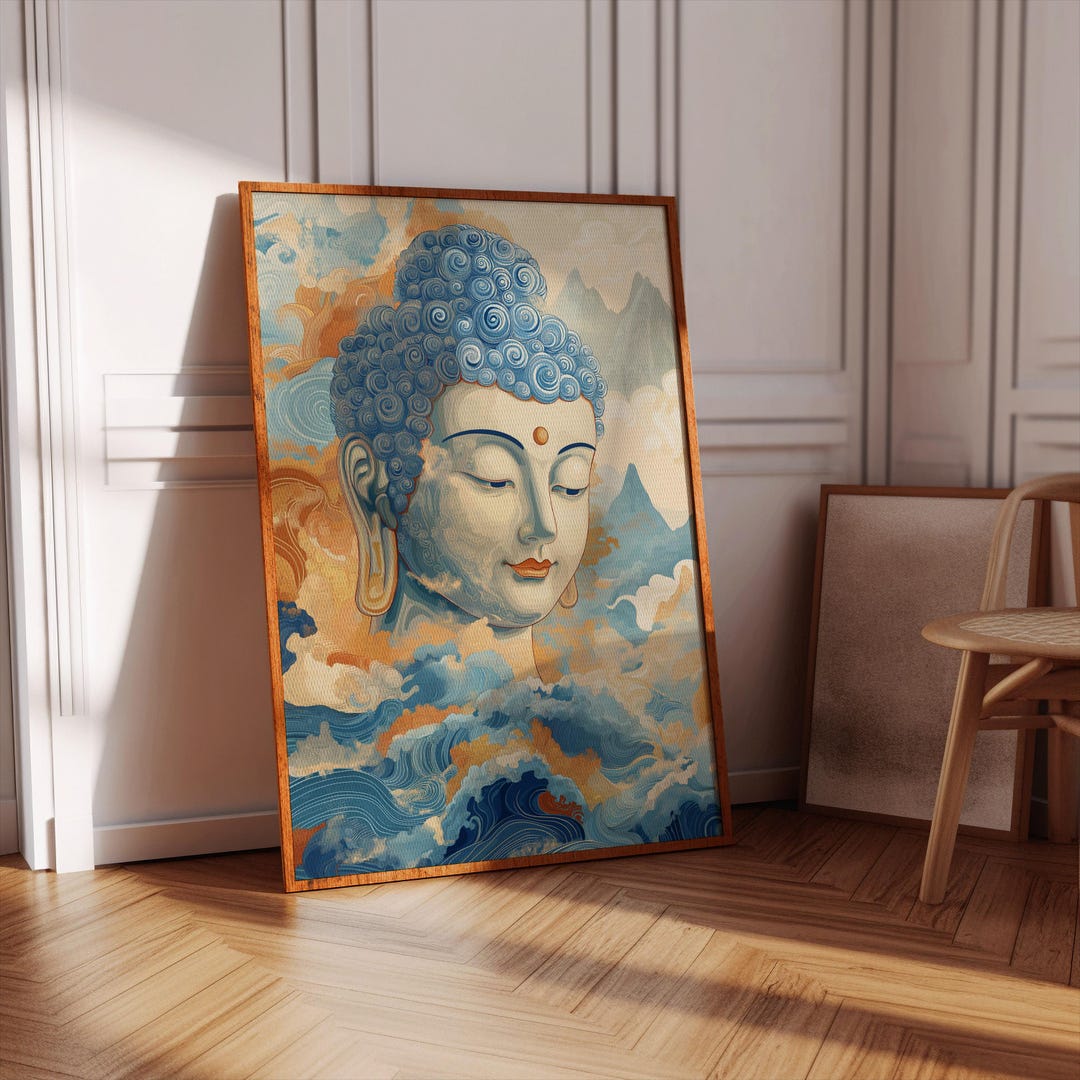 Zen Buddha Print, Buddha Printable Wall Art, Chinese Ink Art, Gautam ...