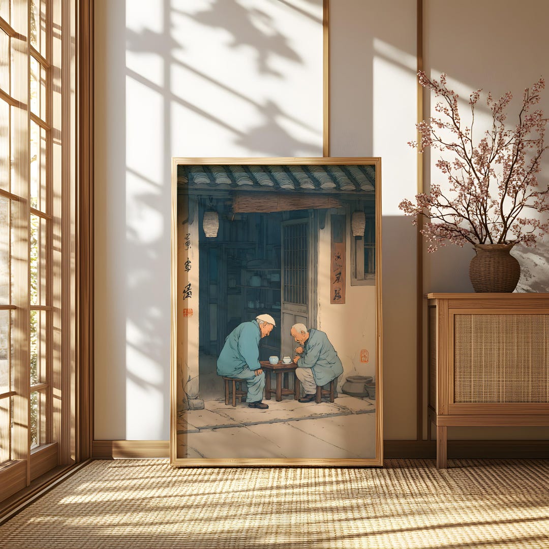 Japanese Old Man Wall Art Print Wabi Sabi Poster Vintage Japanese House ...