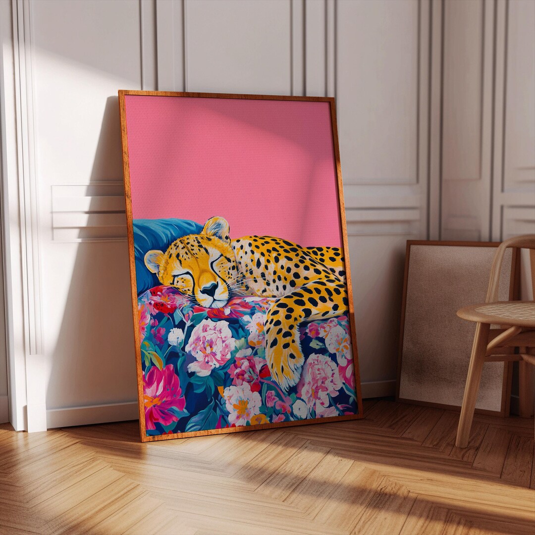 Cheetah Wall Art bold Cheetah Art Print Colorful Wildlife Illustration ...