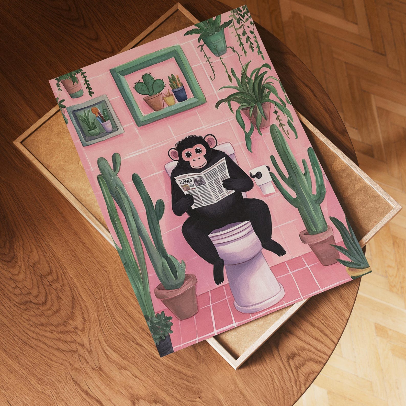 Monkey on Toilet, Toilet Animal Prints, Monkey Toilet Poster, Funny ...