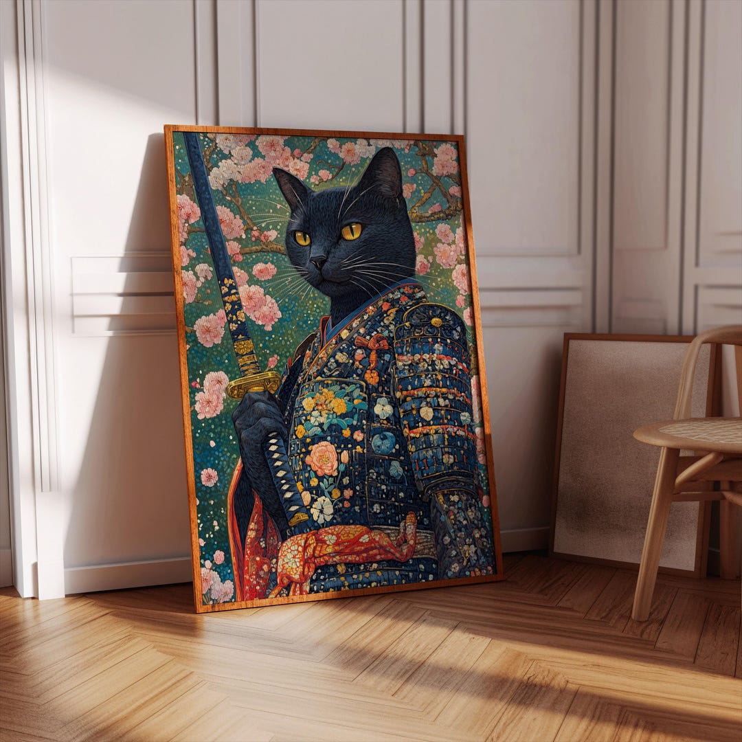 Samurai Cat Art, Ninja Art Print, Japanese Print, Trendy Wall Art ...