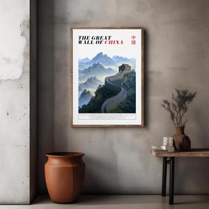 Great Wall of China Poster, Great Wall of China Art, Smoky Mountains ...