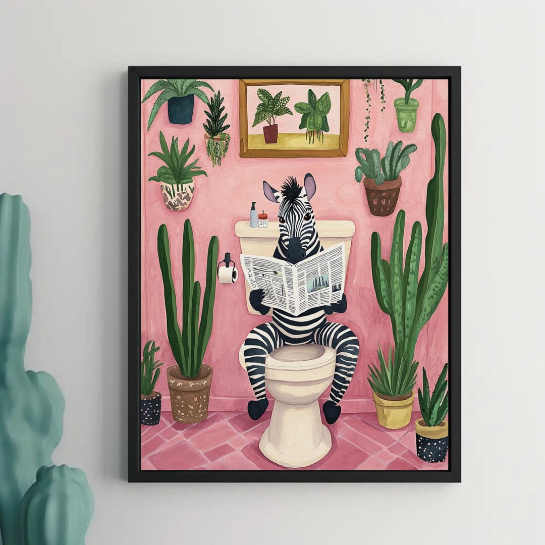 Zebra on Toilet Print, Toilet Animal Prints, Zebra Toilet Poster, Funny ...