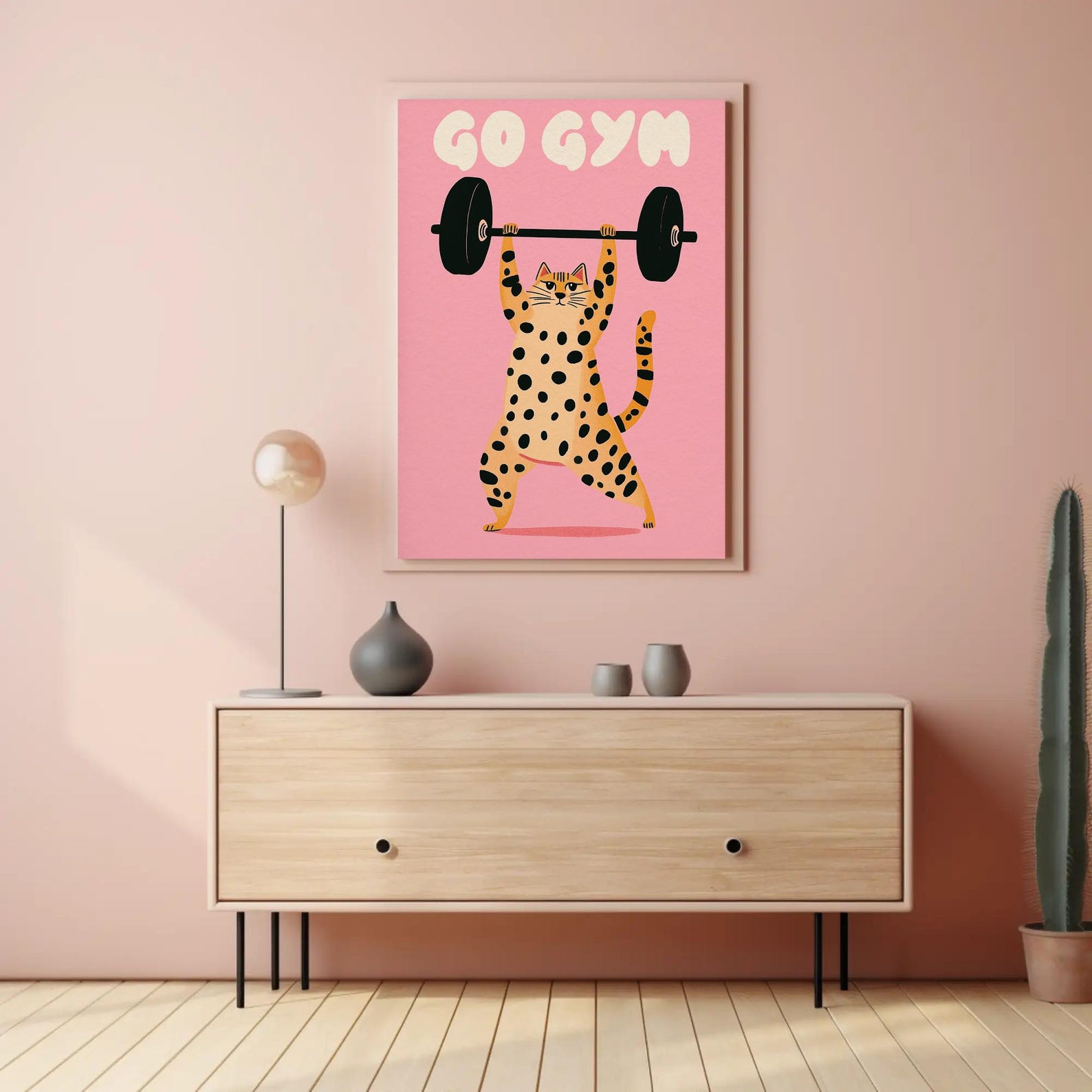 Funny Gym Cat Art Print – Powerlifting Poster, Crossfit Wall Decor ...