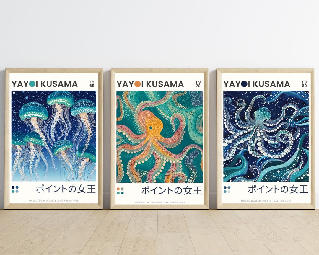 Yayoi Kusama Poster Set, Jellyfish Art, Kusama Yayoi, Octopus Poster ...