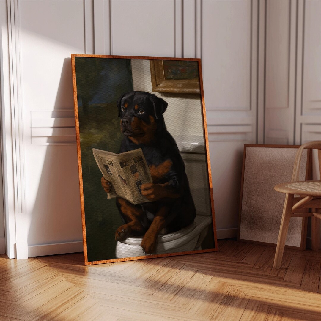 Rottweiler Print, Rottweiler Wall Art, Funny Bathroom Decor, Rottweiler ...