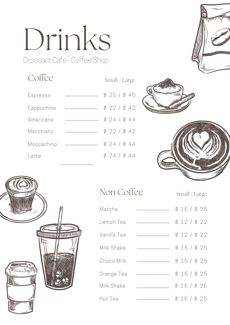 Restaurant Menu Template, 3 Pages, Printable Menu Card, A4, Resizable ...