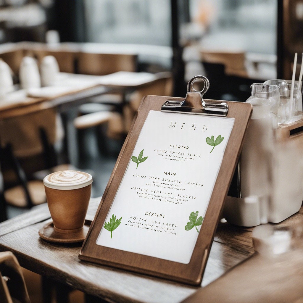 Restaurant Menu Template, Printable Menu Card, A4, Resizable, Instant ...