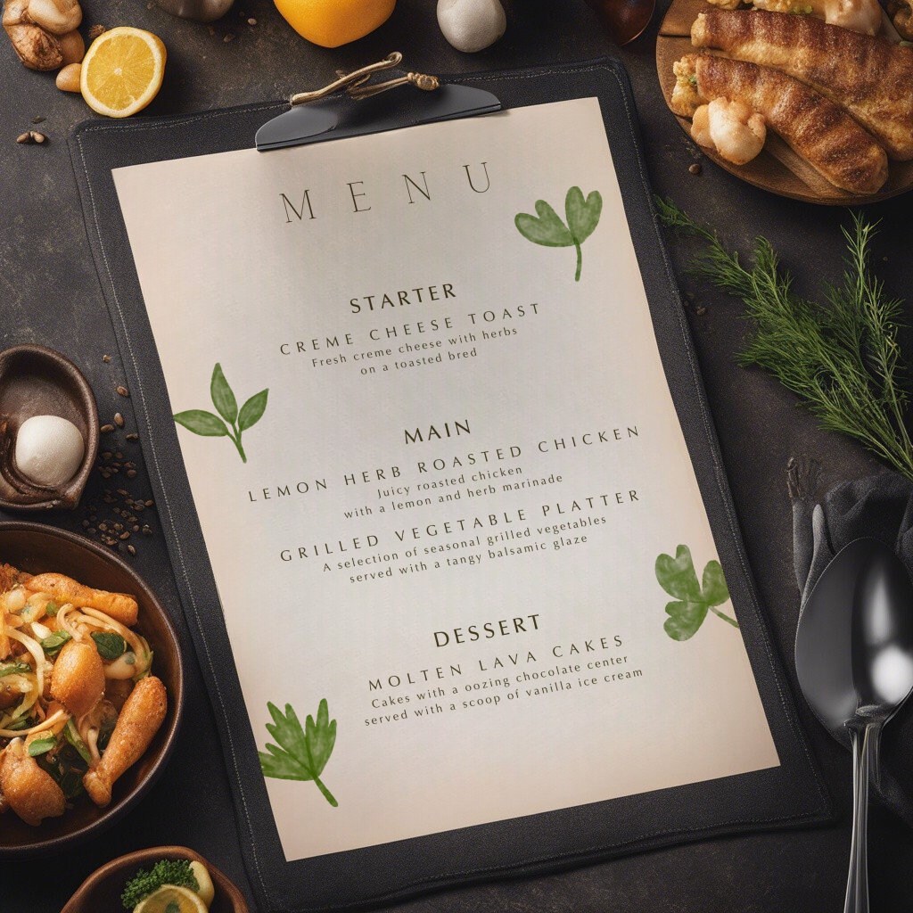 Restaurant Menu Template, Printable Menu Card, A4, Resizable, Instant ...