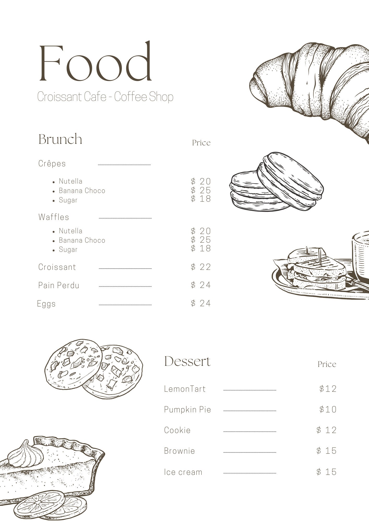 Restaurant Menu Template, 3 Pages, Printable Menu Card, A4, Resizable ...