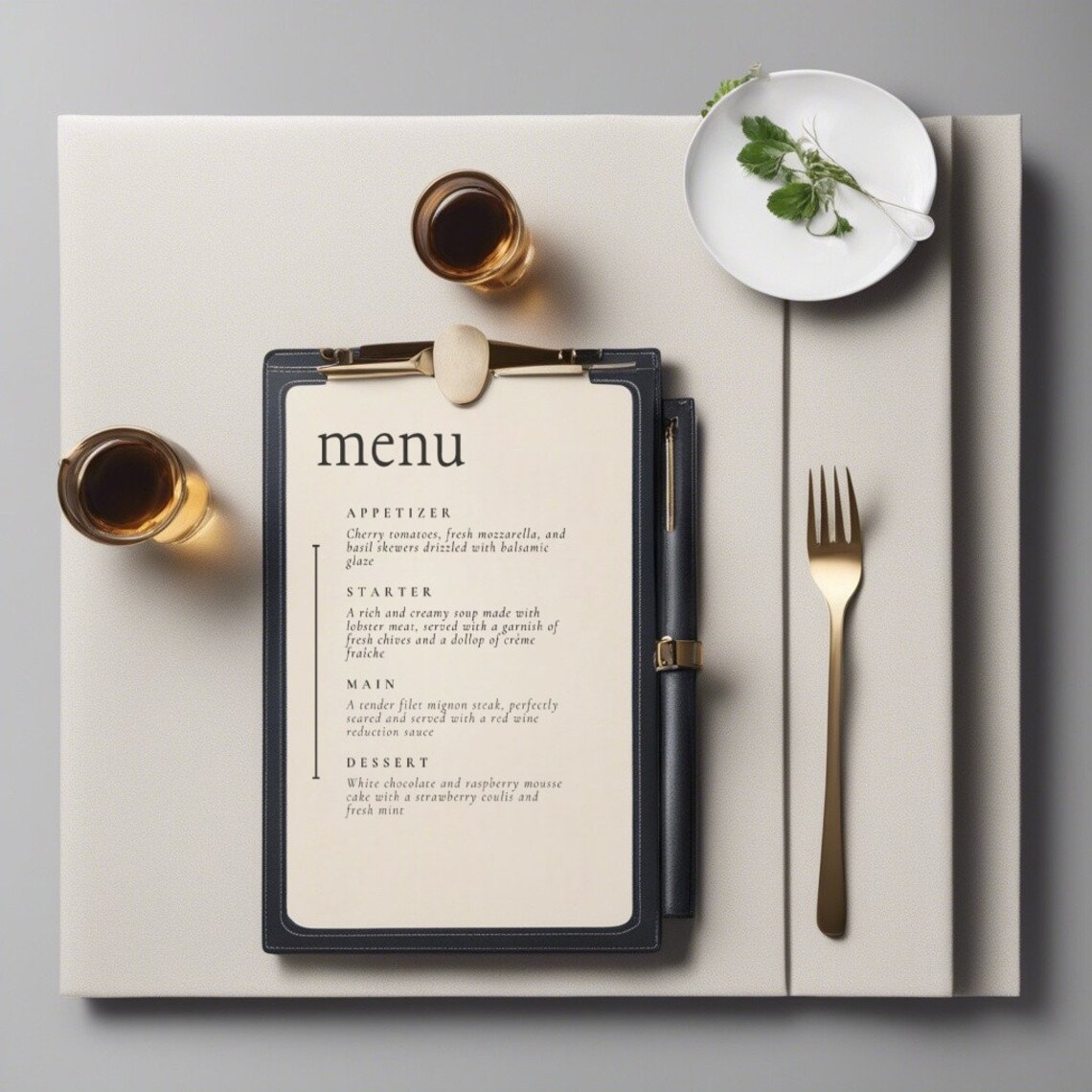 Chic Menu Template, Printable Menu Card, A4, Resizable, Instant ...