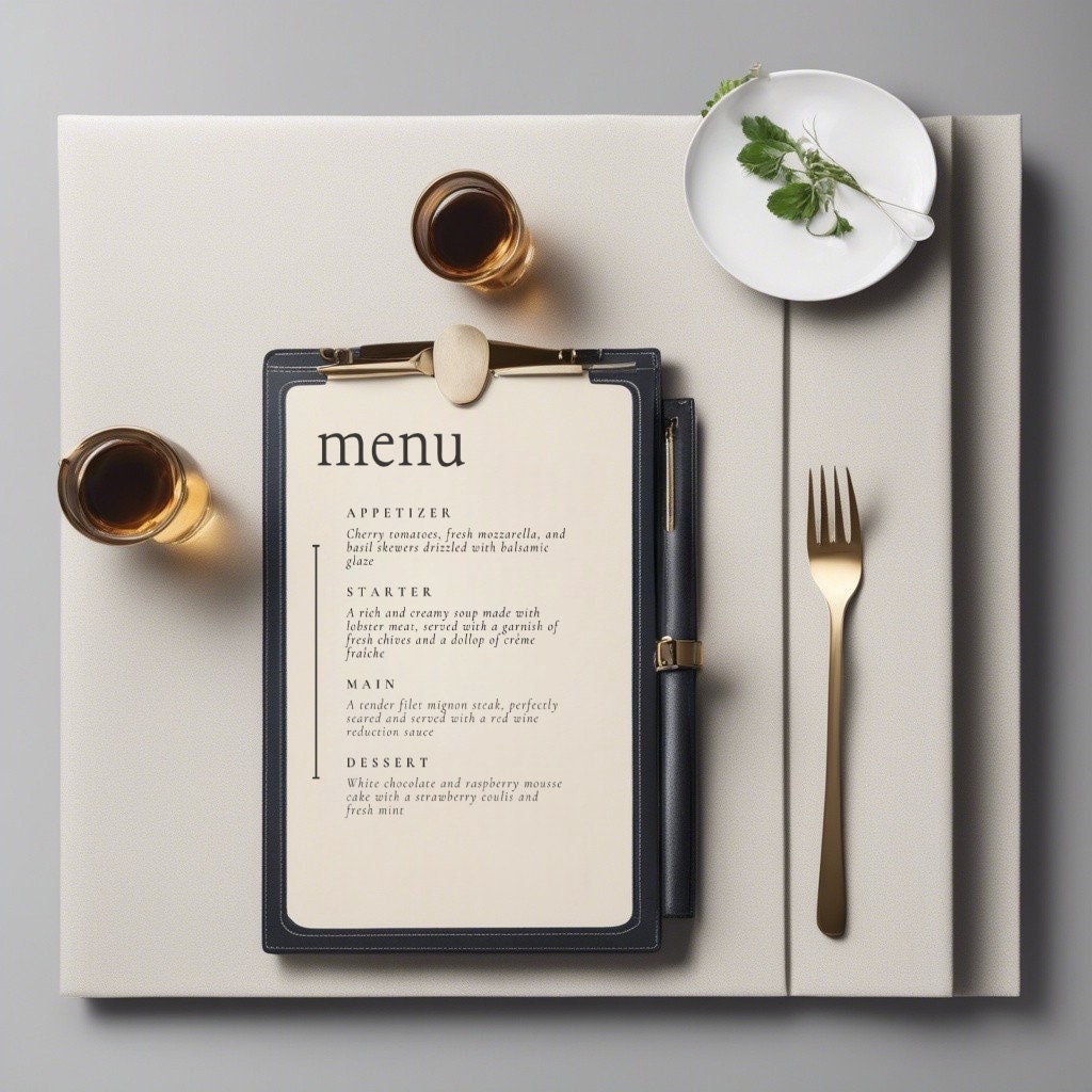 Chic Menu Template, Printable Menu Card, A4, Resizable, Instant ...