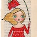 Girl With Flower Red Dress Original Illustration Vintage Book Page - Etsy