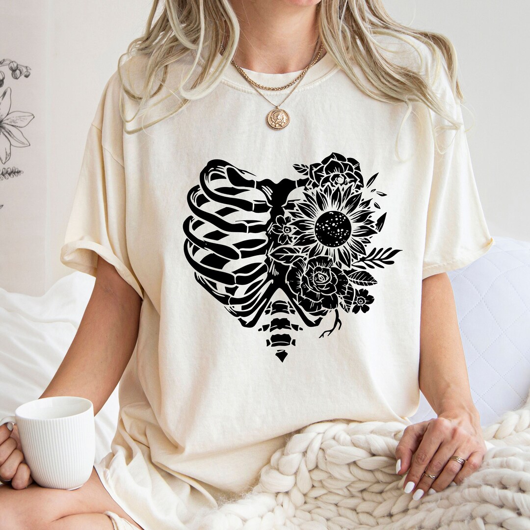Comfort Colors® Rib Cage Flower Shirt, Aesthetic Rib Cage Shirt ...