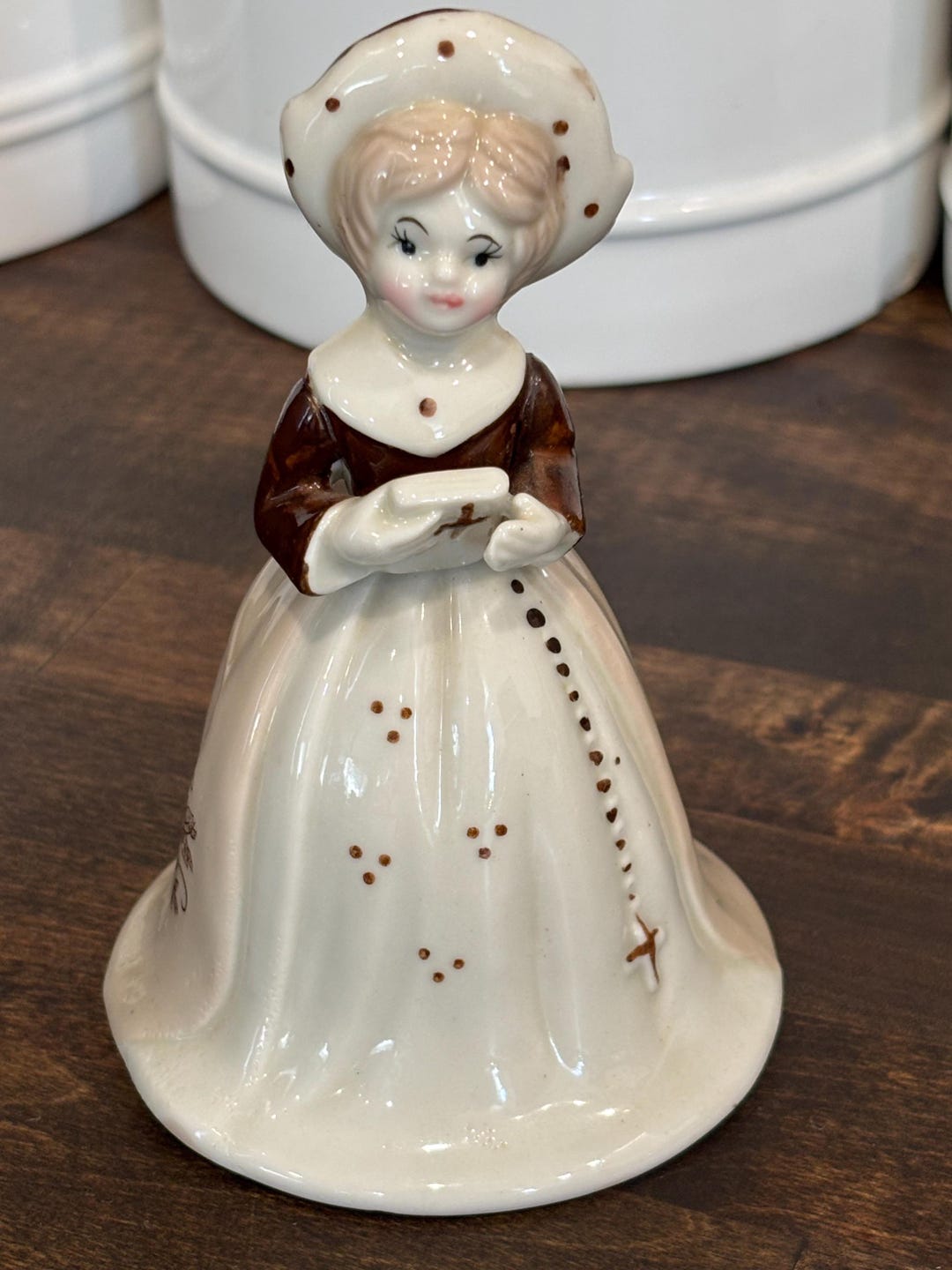 BRINN & CO Victorian Bell Ring Girl With Prayer Book Figurine Porcelain ...