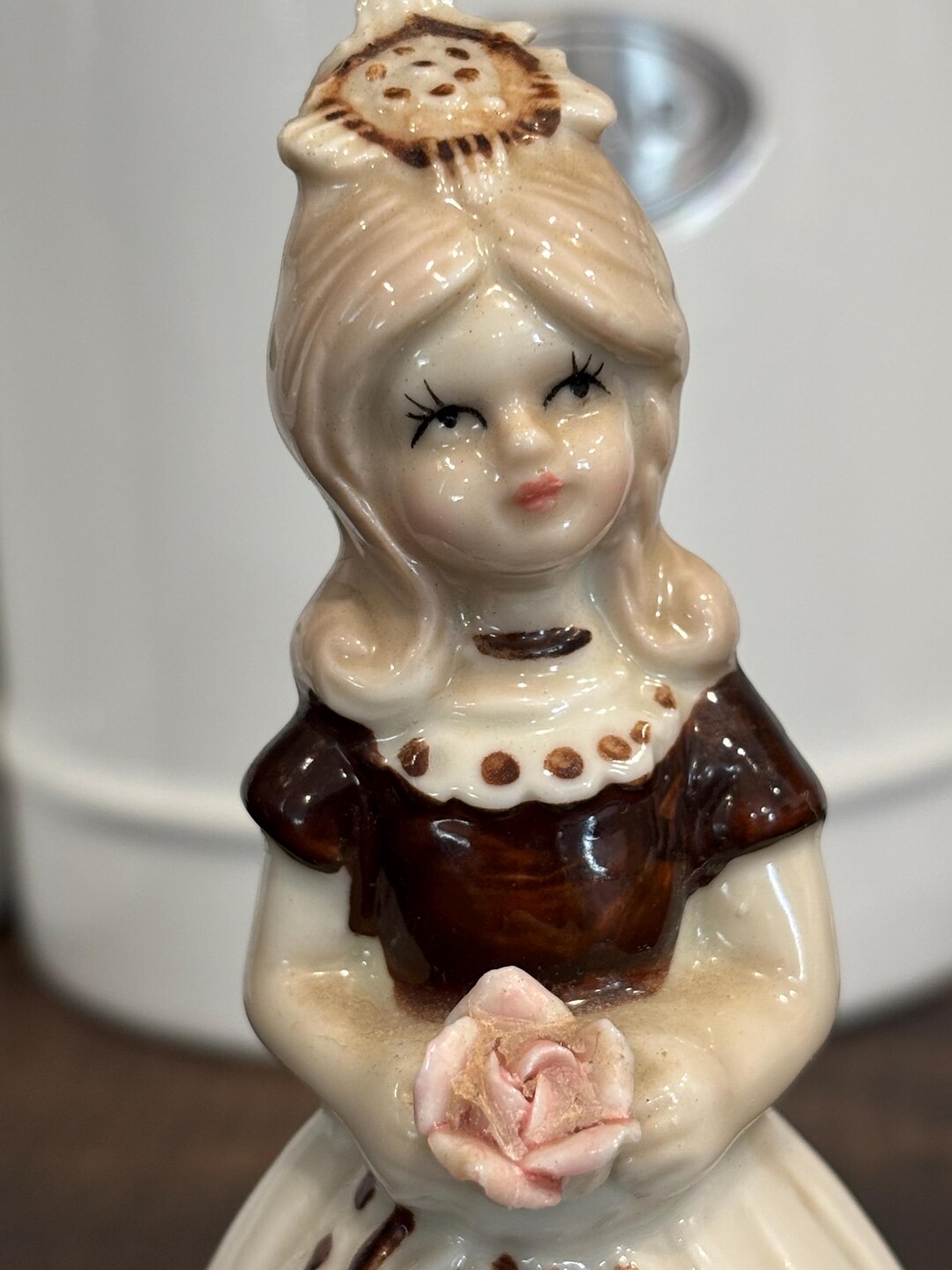 BRINN & CO Victorian Bell Ring Girl Woman Bridesmaid Figurine Porcelain ...