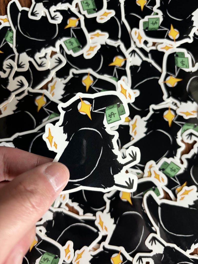 Vinyl Die Cut Sticker of A Cute Crow | Waterproof Glossy | for Laptop ...