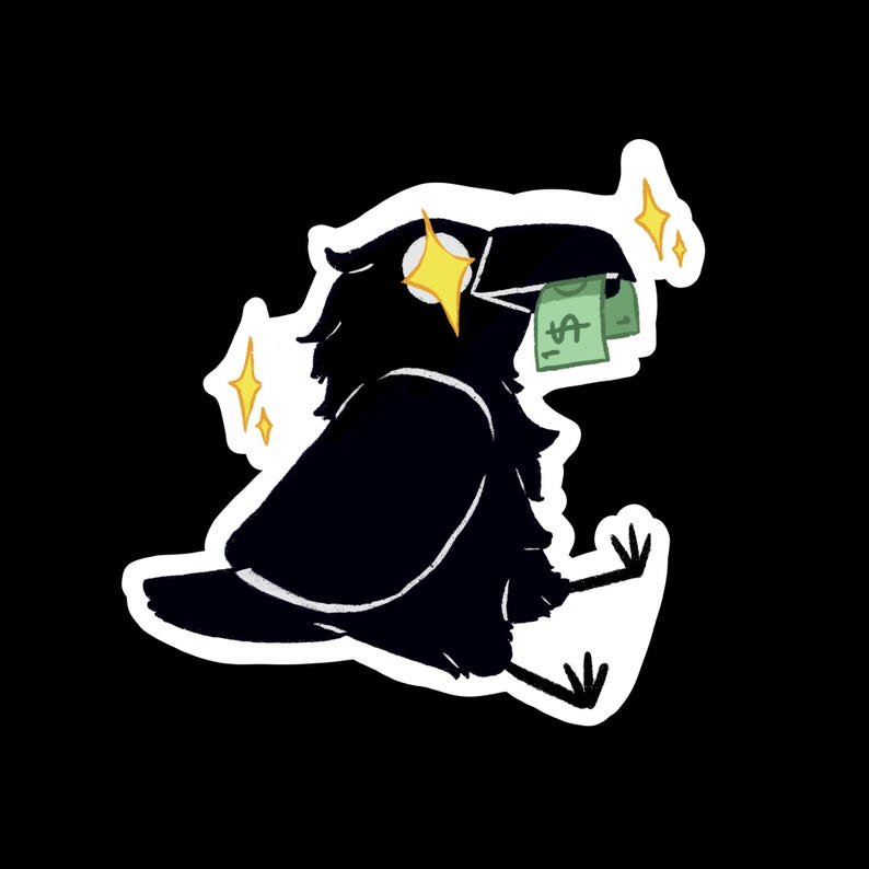 Vinyl Die Cut Sticker of A Cute Crow | Waterproof Glossy | for Laptop ...