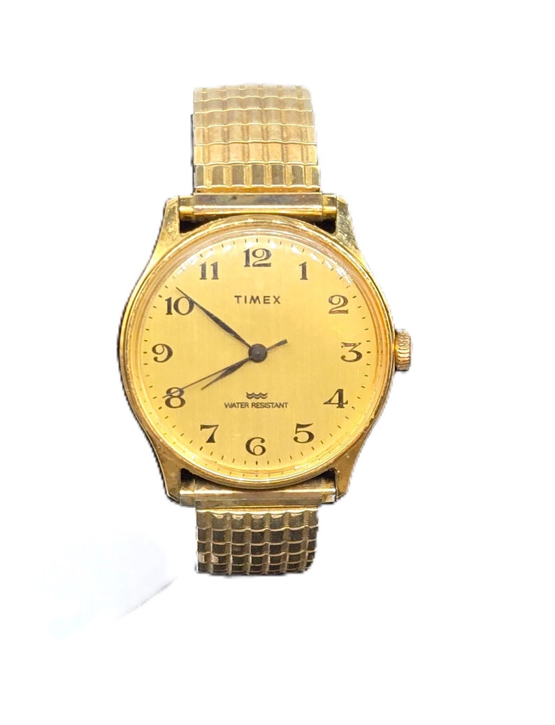 Timex Watch, Vintage Men's Gold-tone Water Resistant, Stainless Steel ...