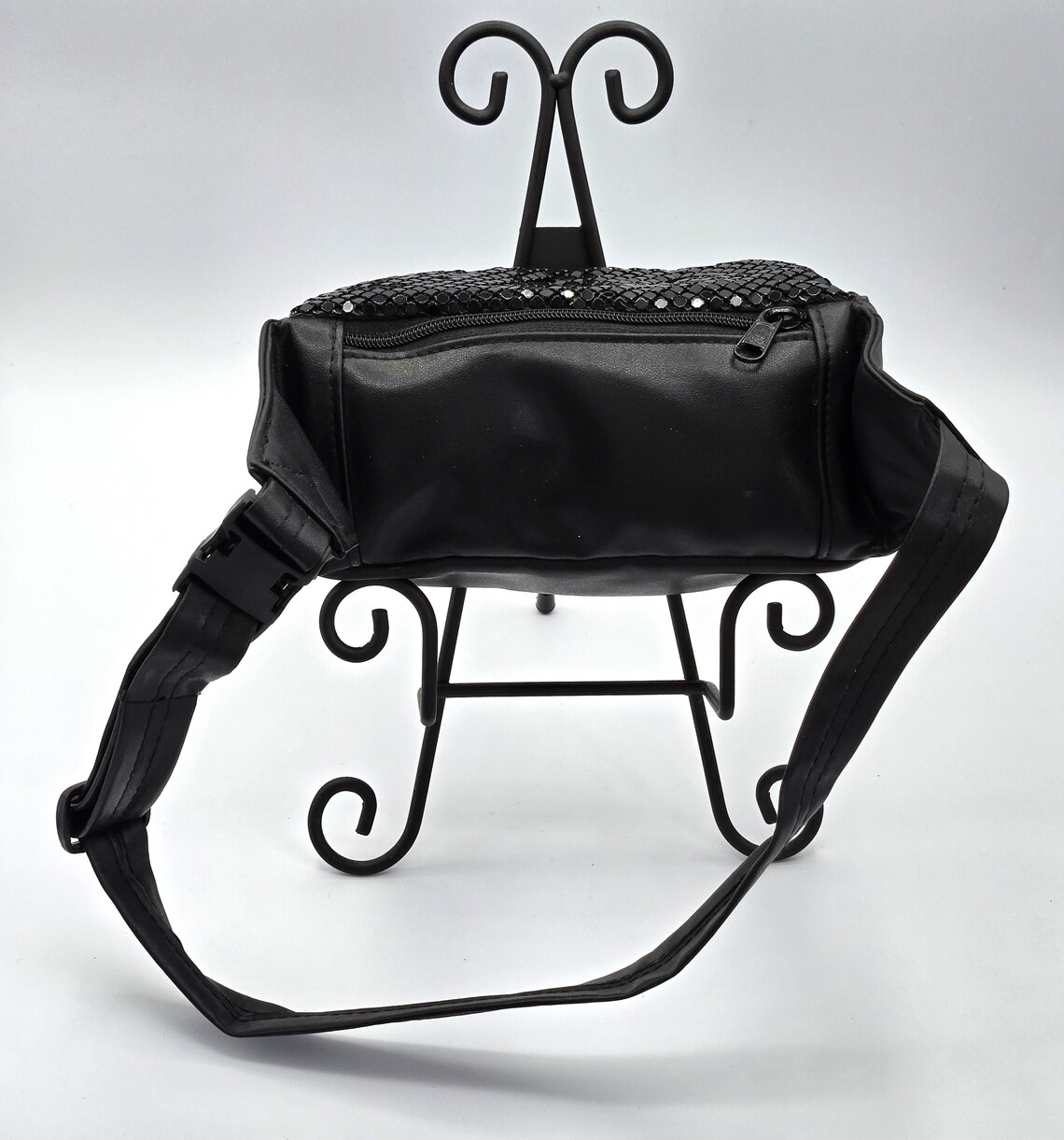 Vintage Fanny Pack Cross-body Bag, Shiny Chain Mail Mesh and Faux ...