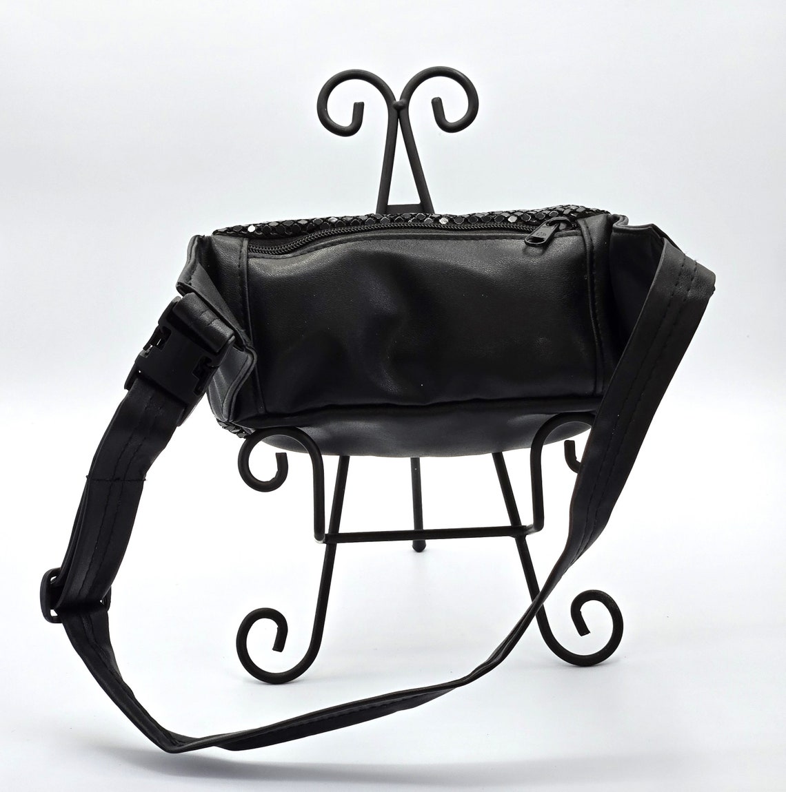 Vintage Fanny Pack Cross-body Bag, Shiny Chain Mail Mesh and Faux ...