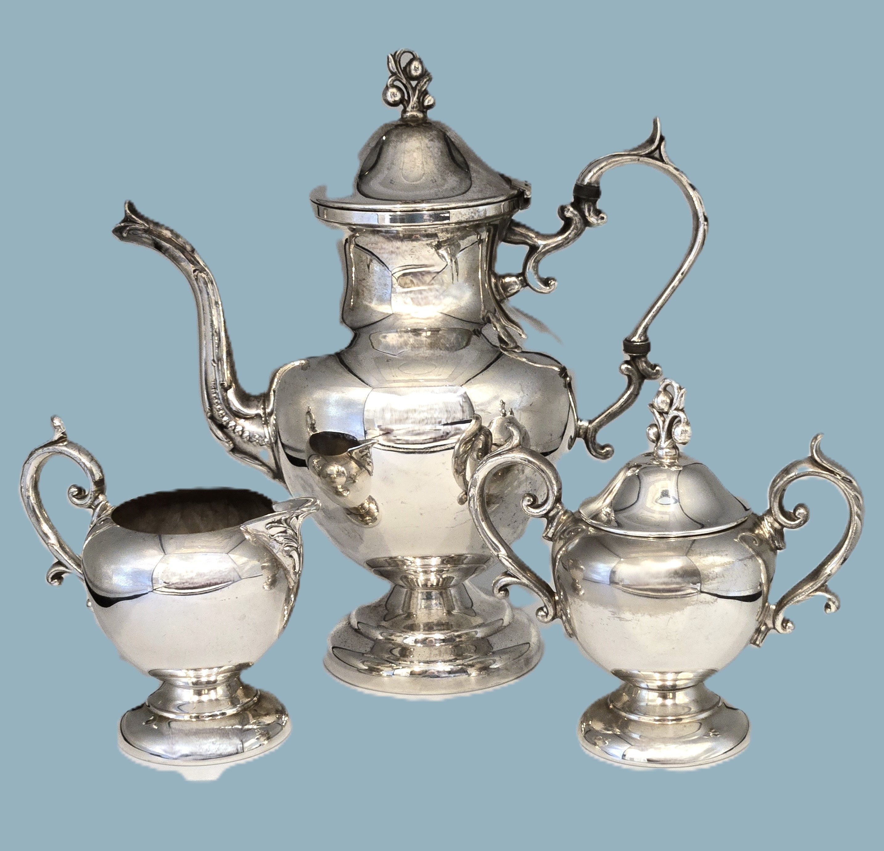 Vintage Birmingham Silver Company BSC Silver on Copper TEA SET With ...