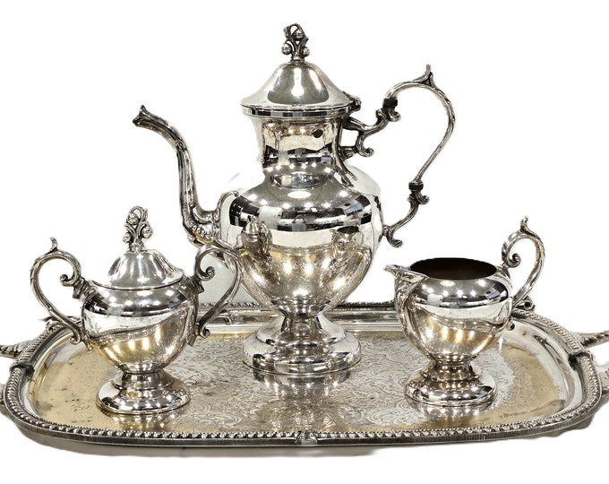 Vintage Birmingham Silver Company BSC Silver on Copper TEA SET With ...