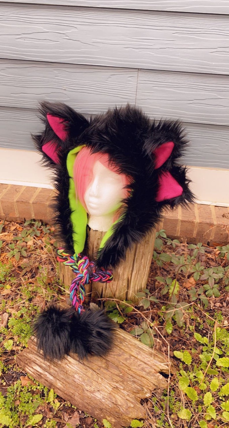 Double Ear Fur Rave Hood - Etsy