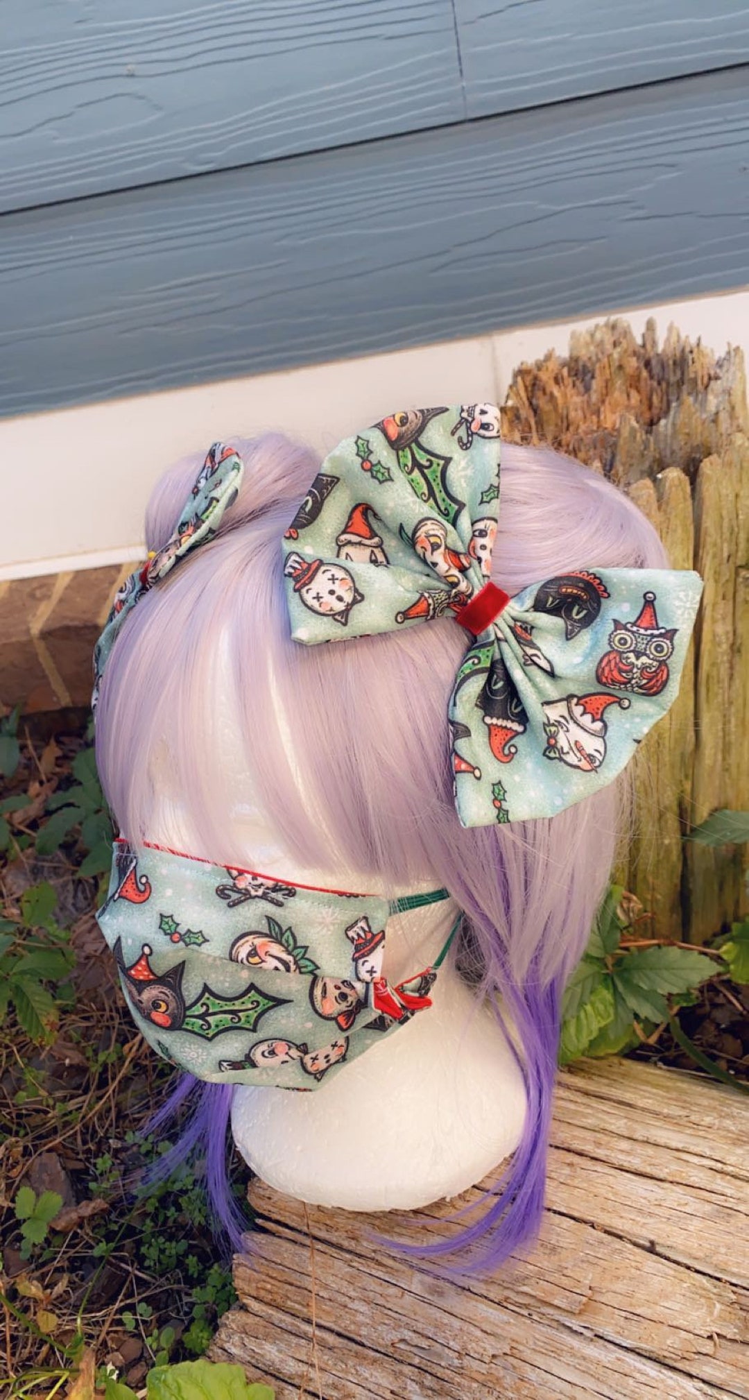 Creepy Christmas Pastel Goth Bow Set - Etsy