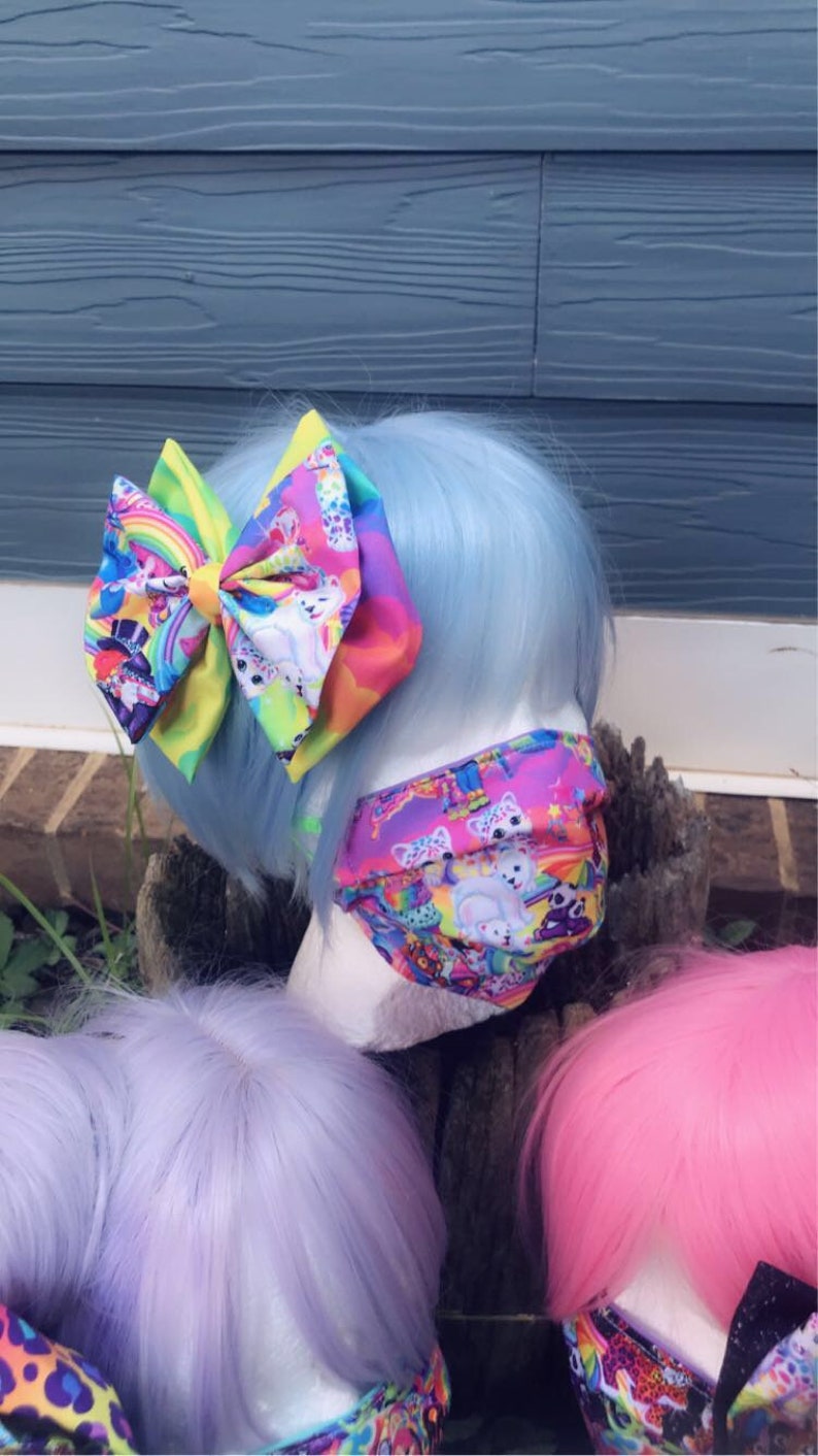 Lisa Frank Inspired Washable Cloth Face Mask and Bows - Etsy