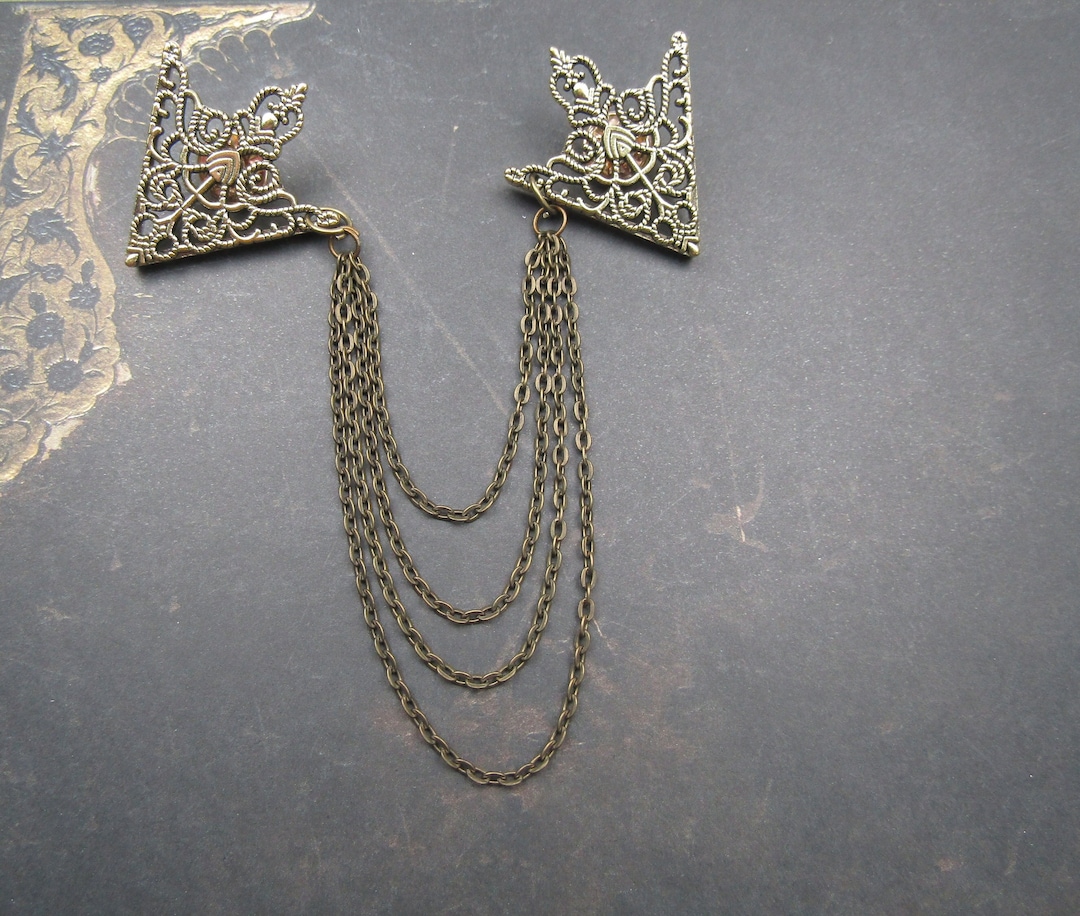 Elegant 4 Chain Brooch for Cape Clip | Collar Clip | Sweater Clip ...