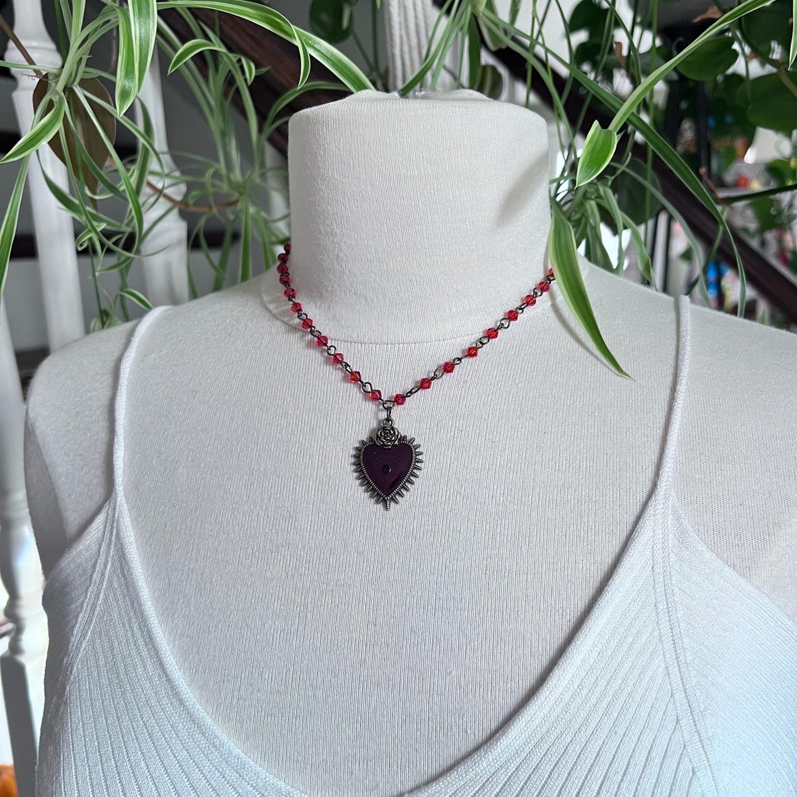 Goth Glam Sacred Heart Necklace Bronze Color Metals and Dainty Blood ...