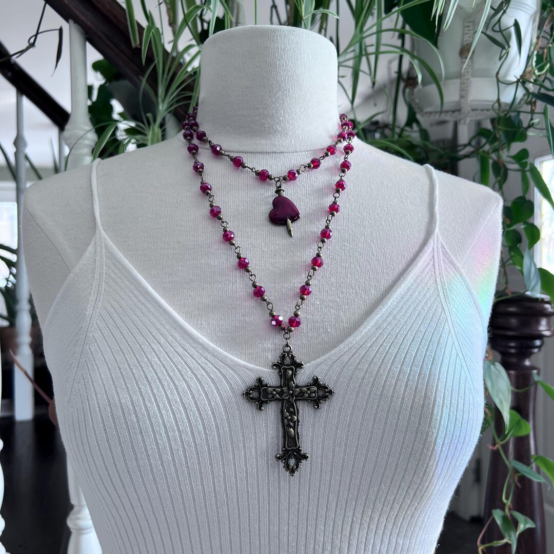 Bronze and Blood Red Double Hung Vampire Queen Cross and Sword Heart ...