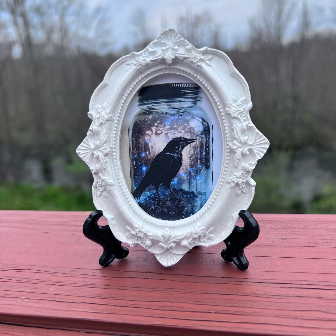 Raven Ina Jar Oddity Art Style AI Framed Oddities Wall Hanging or Set ...