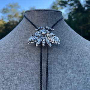 Lunar Moth Bolo Tie Necklace Black Braided Leather Swamp Witch Yall ...
