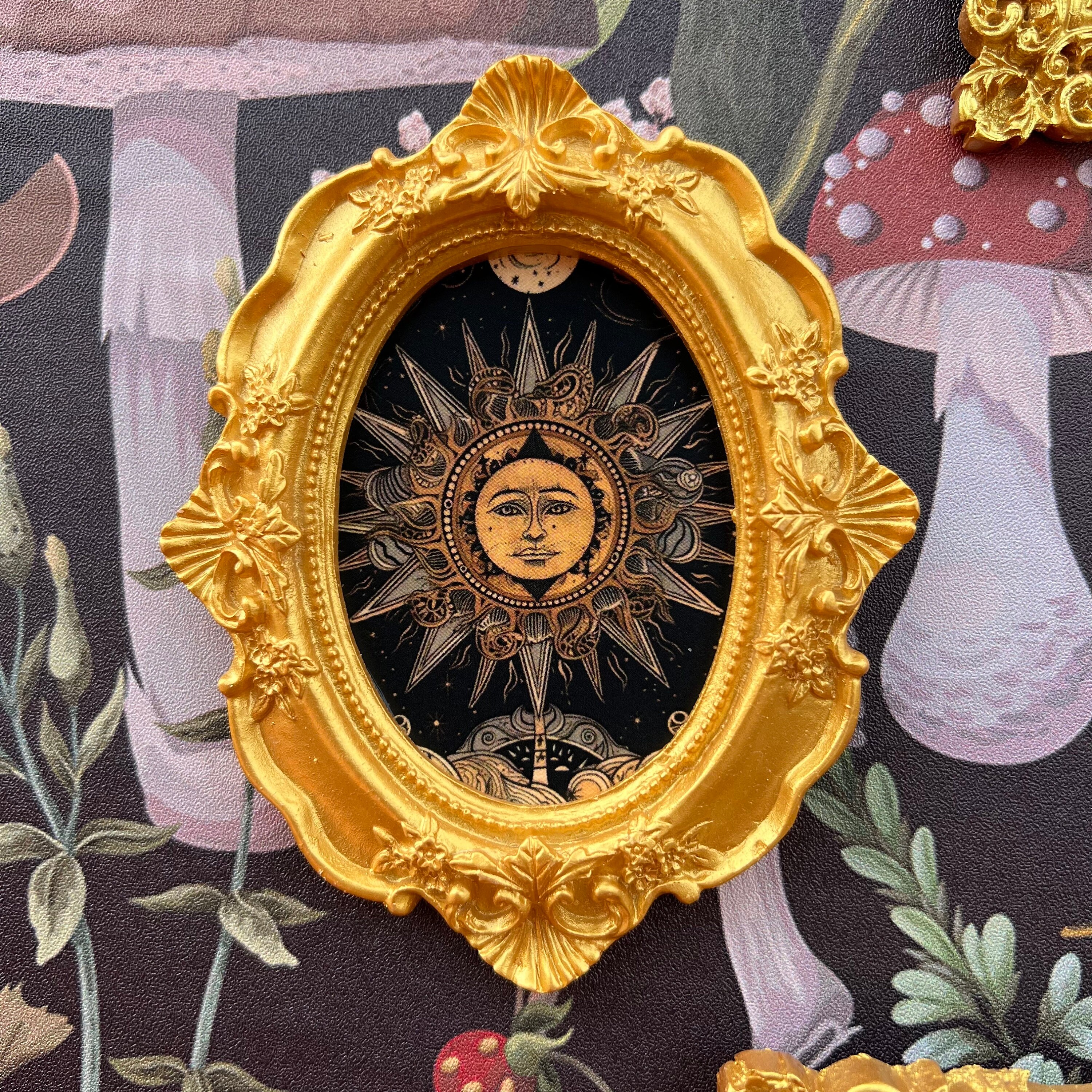 Retro Whimsigoth Celestial Cat Home Decor Wall Hanging Art Framed ...