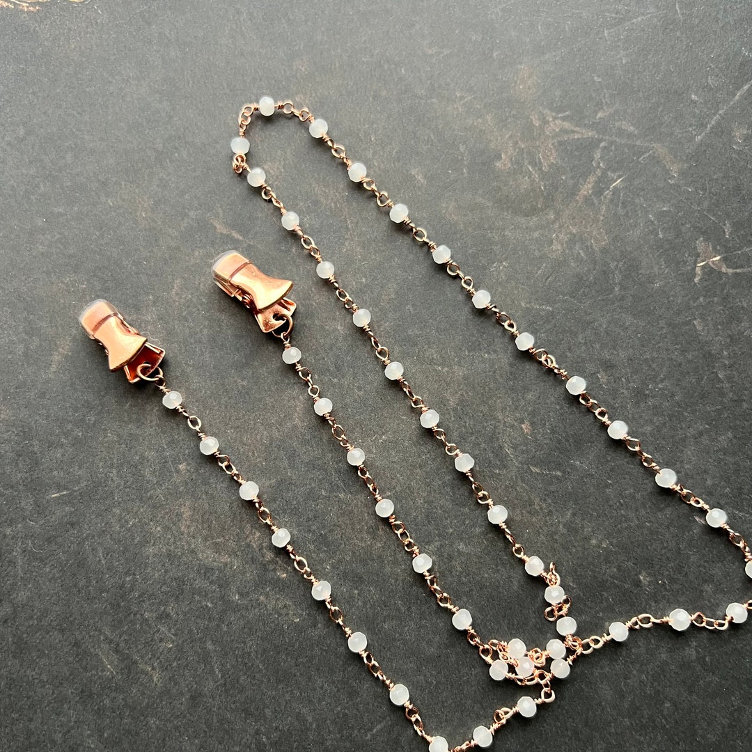 Rose Pink Eyeglass Chain Sunglasses Glasses Holder Clips Clip on Chains ...