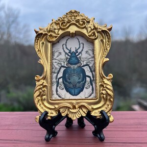 Oddity Art Victorian Goth Emerald Beetles and Bugs Framed Painting ...