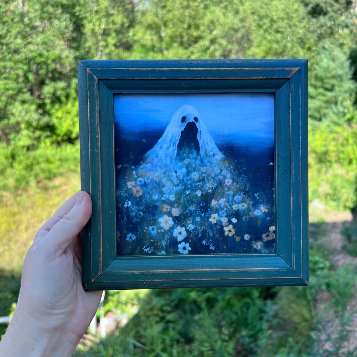 Screaming Into the Void Vintage Framed Floral Ghost Art Piece for Fall ...