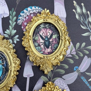 Oddity Art Victorian Goth Emerald Beetles and Bugs Framed Painting ...