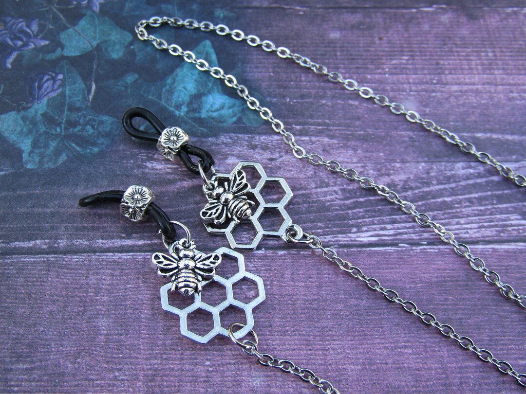 Dainty Bees Honeycomb Glasses Chain Sunglasses Eyeglass Holder Clips ...