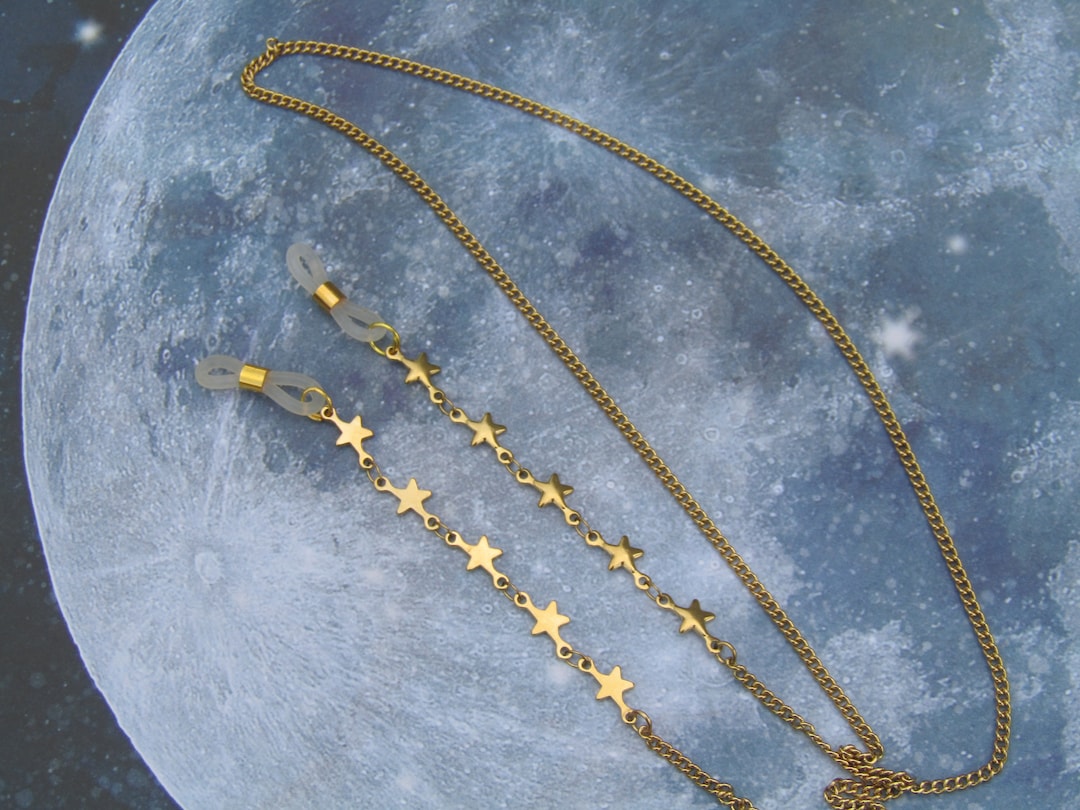 Golden Stainless Steel Celestial Star Studded Eyeglass Chain Sunglasses ...